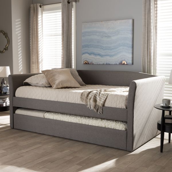 Camino Modern and Contemporary Grey Fabric Upholstered Daybed with ...