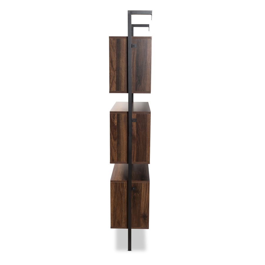 Aldis Modern Industrial Walnut Brown Finished Wood and Black Metal 3 ...