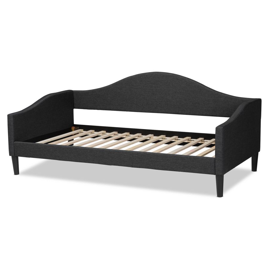 Milligan Modern and Contemporary Charcoal Fabric Upholstered and Dark ...