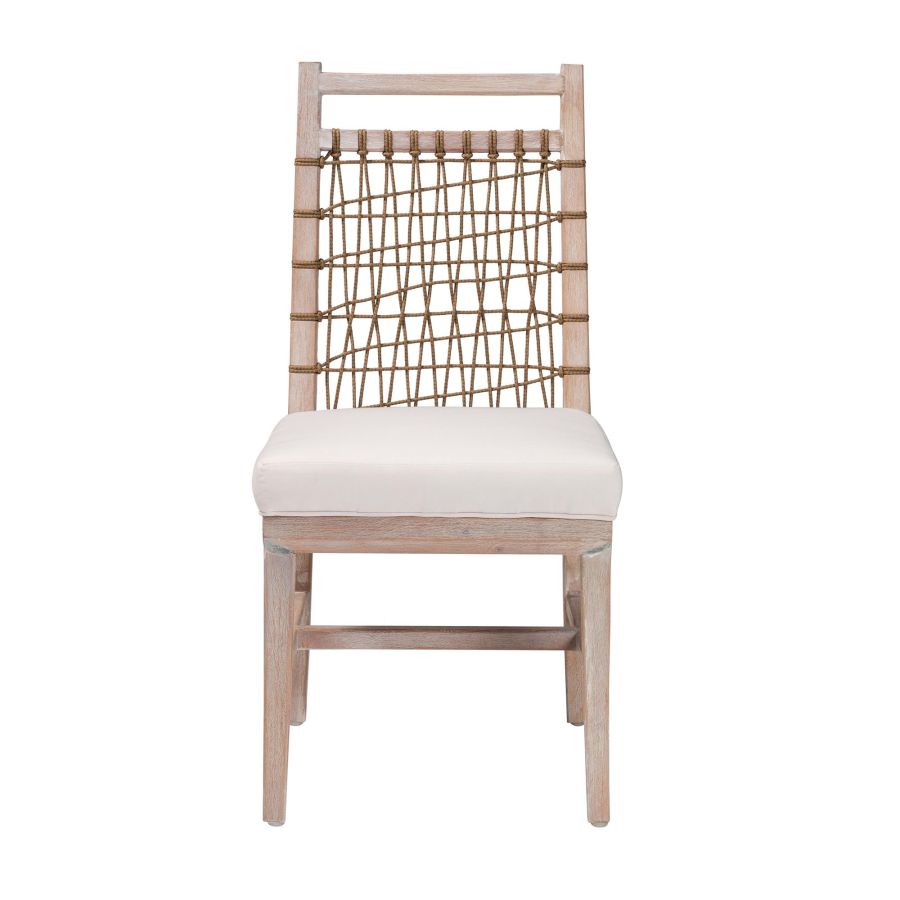 Ulric Modern Bohemian White Washed Mahogany Wood Dining Chair