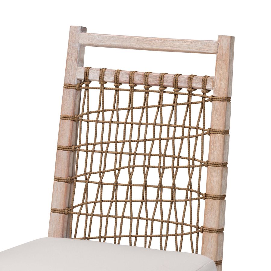 Ulric Modern Bohemian White Washed Mahogany Wood Dining Chair